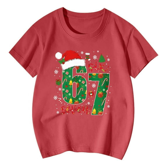 Christmas 67 Funny Boy Girl Kids 6 7 Letter Print T Shirt Tee Tops ...