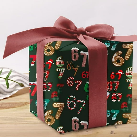 Christmas 67 Meme Wrapping Paper Roll - Unique Funny Six Seven Saying ...
