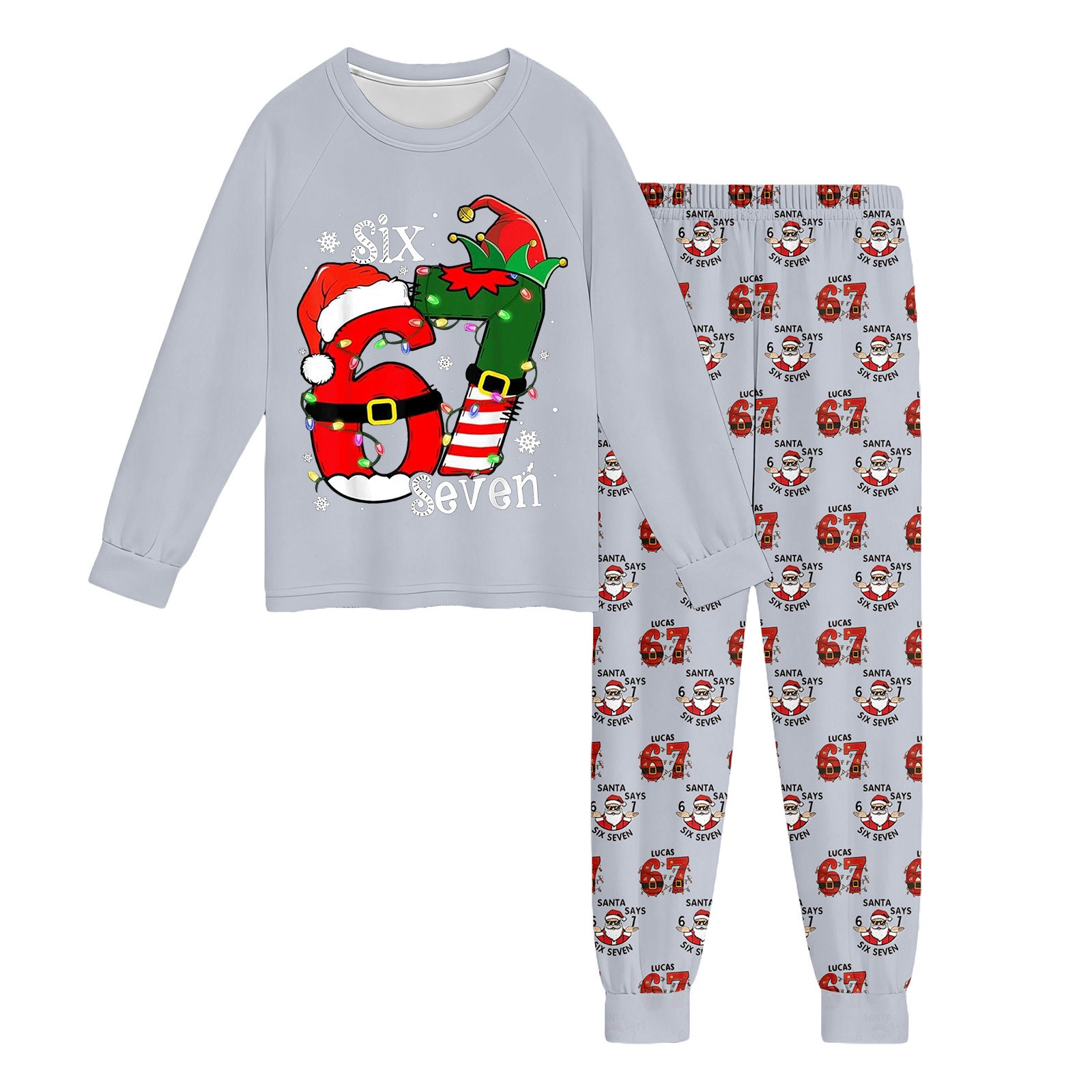 Christmas 67 Pajamas Six Seven Girls Boys Cozy Two Piece Pajama Set ...