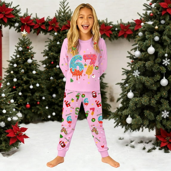 Christmas 67 Shirts And Pants Outfit Set For Kids Six Seven Meme Print ...