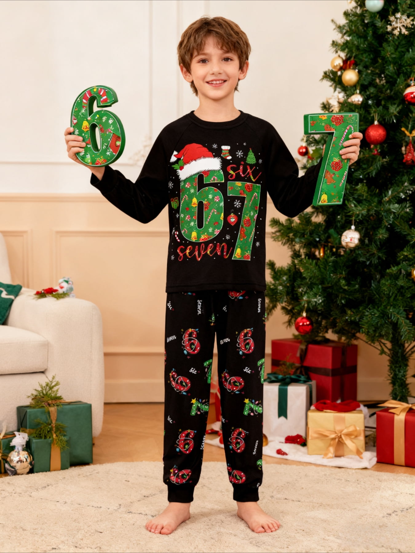 Christmas 67 Shirts and Pants Outfit Set for Kids Six Seven 6 7 meme ...
