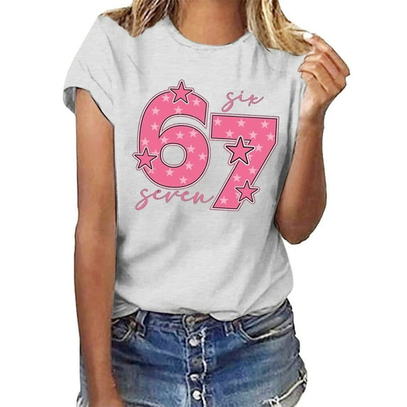 Christmas 67 Six Seven Women's Casual Retro Graphic Letter Print Short ...