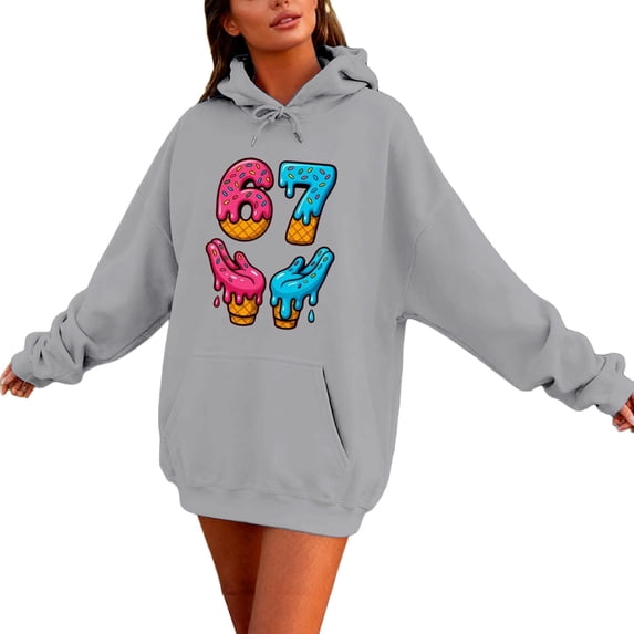 Christmas 67 Six Seven Women's Fashion Print Pullover Hoodie Casual ...