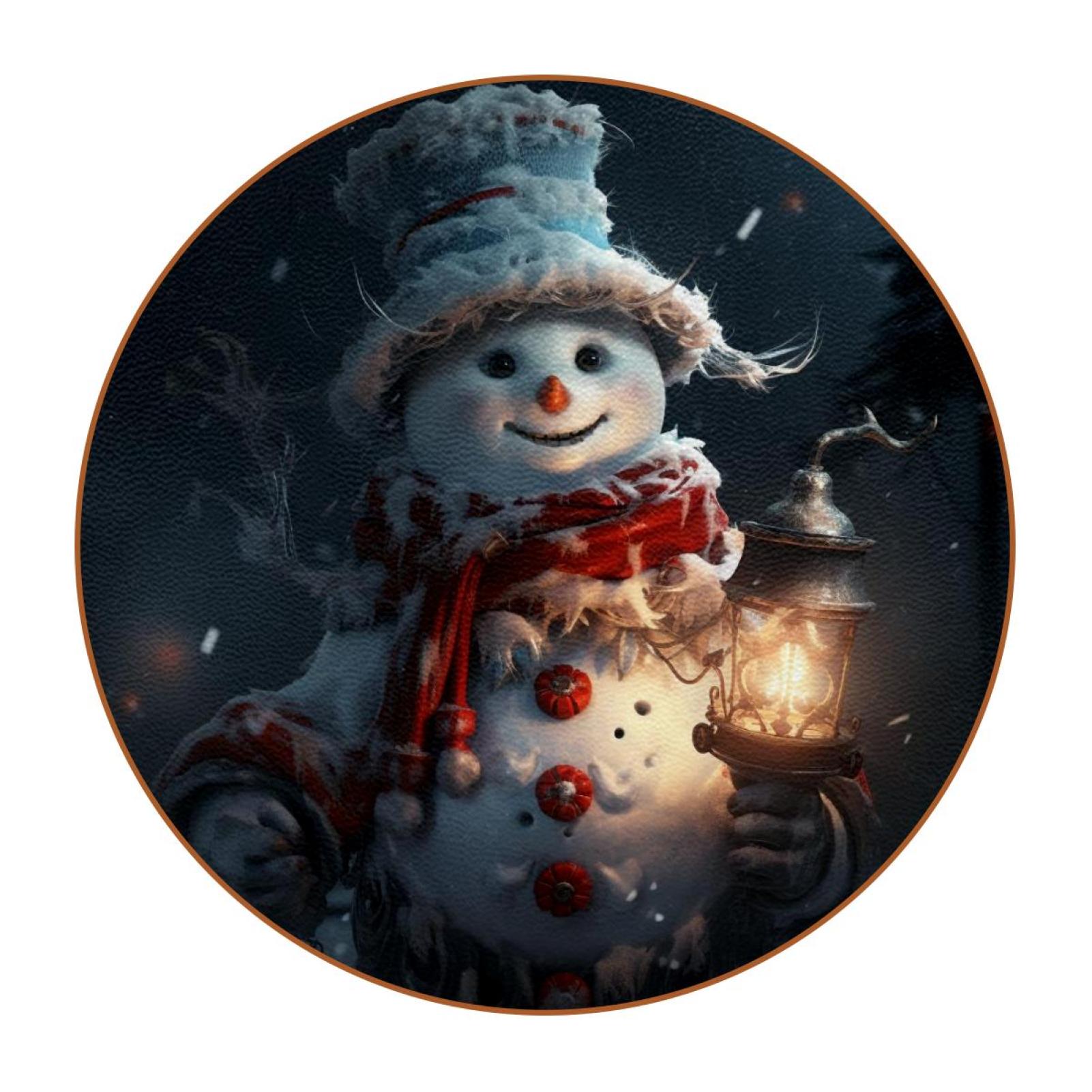 Christmas 6PCS Round Coasters Microfiber Leather Set of 6 Drink ...