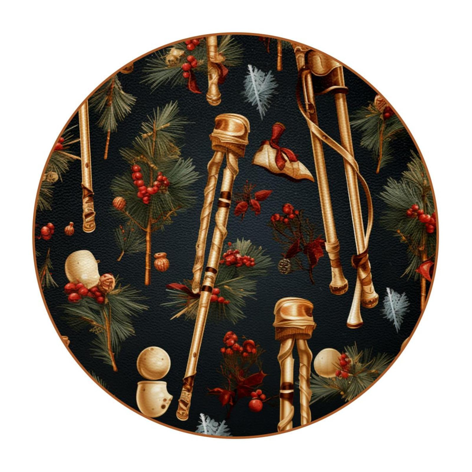 Christmas 6PCS Round Microfiber Leather Coasters Set, 11x11 cm/4.3x4.3 ...