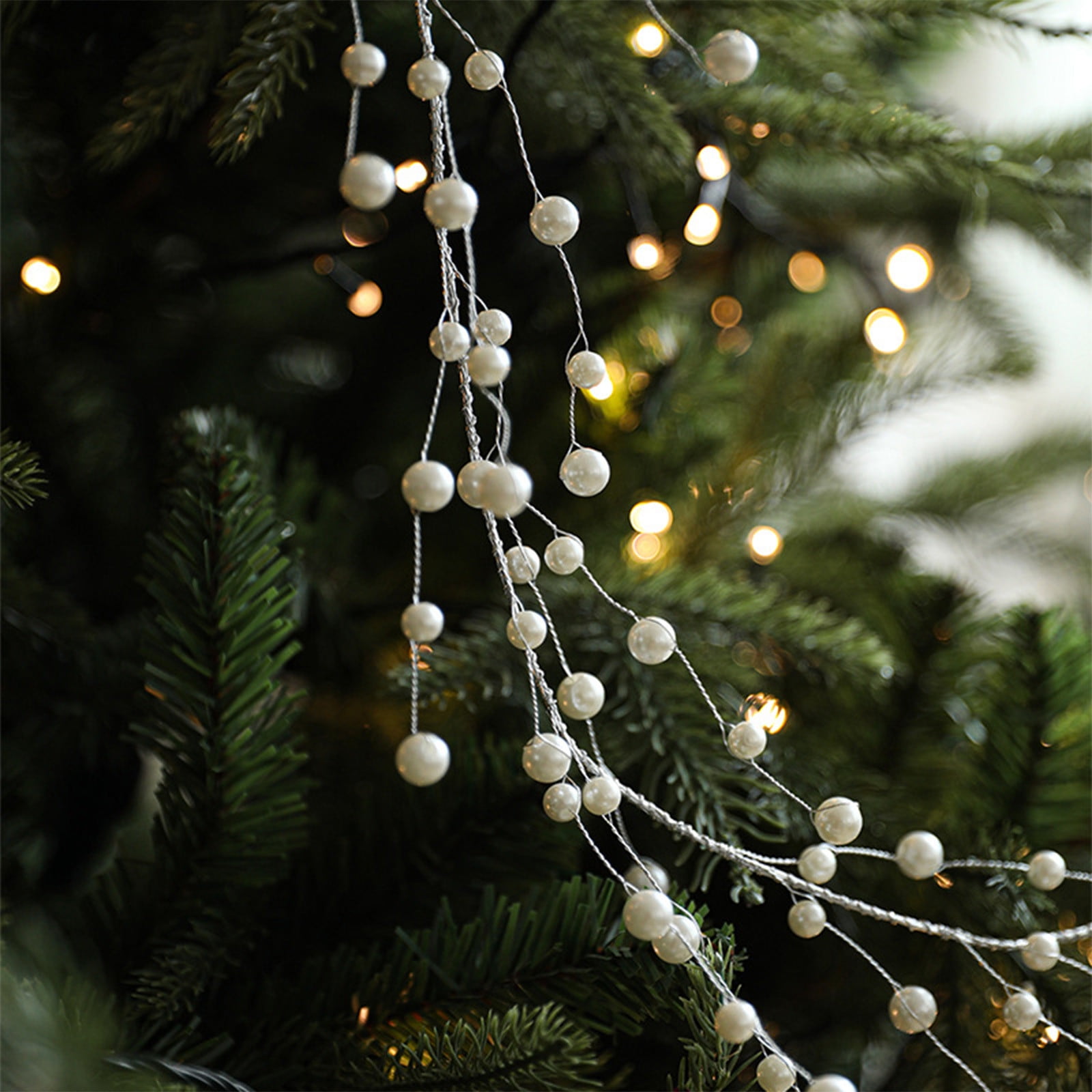 Christmas Acrylic Pearl Garland, 47.2in Faux Pearl Garland Spool Roll ...