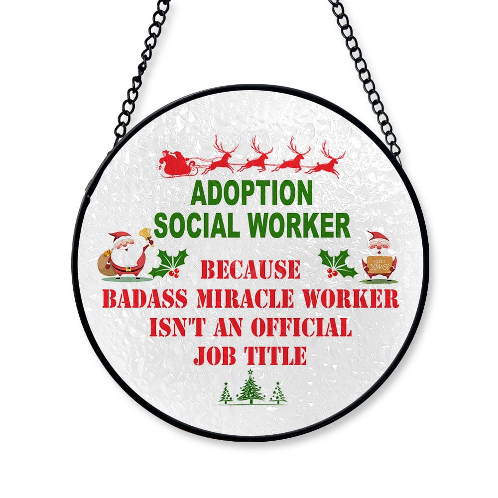 Christmas Adoption Social Worker Stained Glass Window Hanging 2025 ...