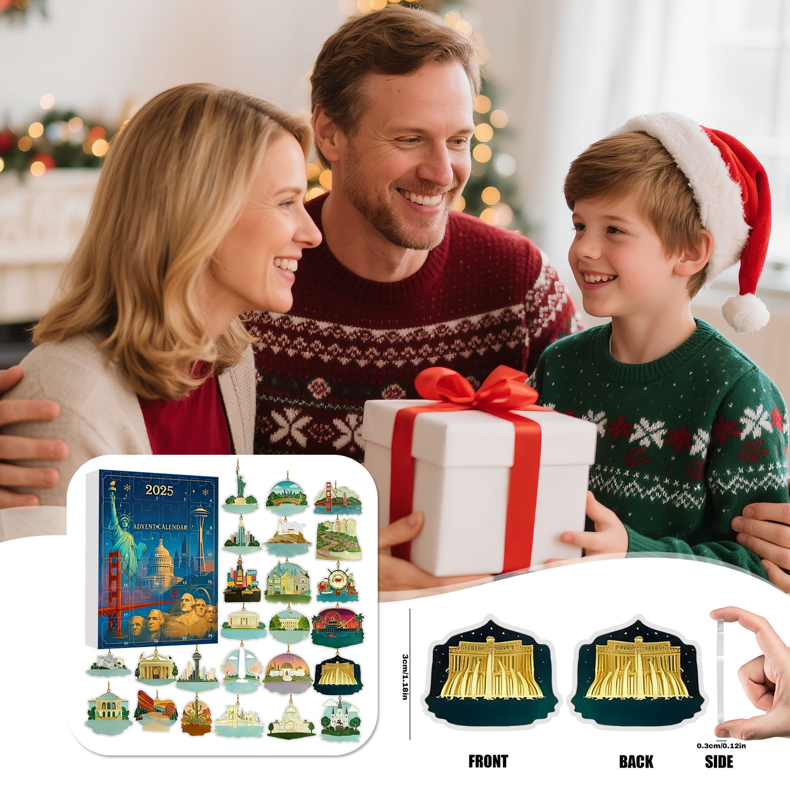 Christmas Advent Calendar 2025, 24Pcs American City Landmarks Countdown ...