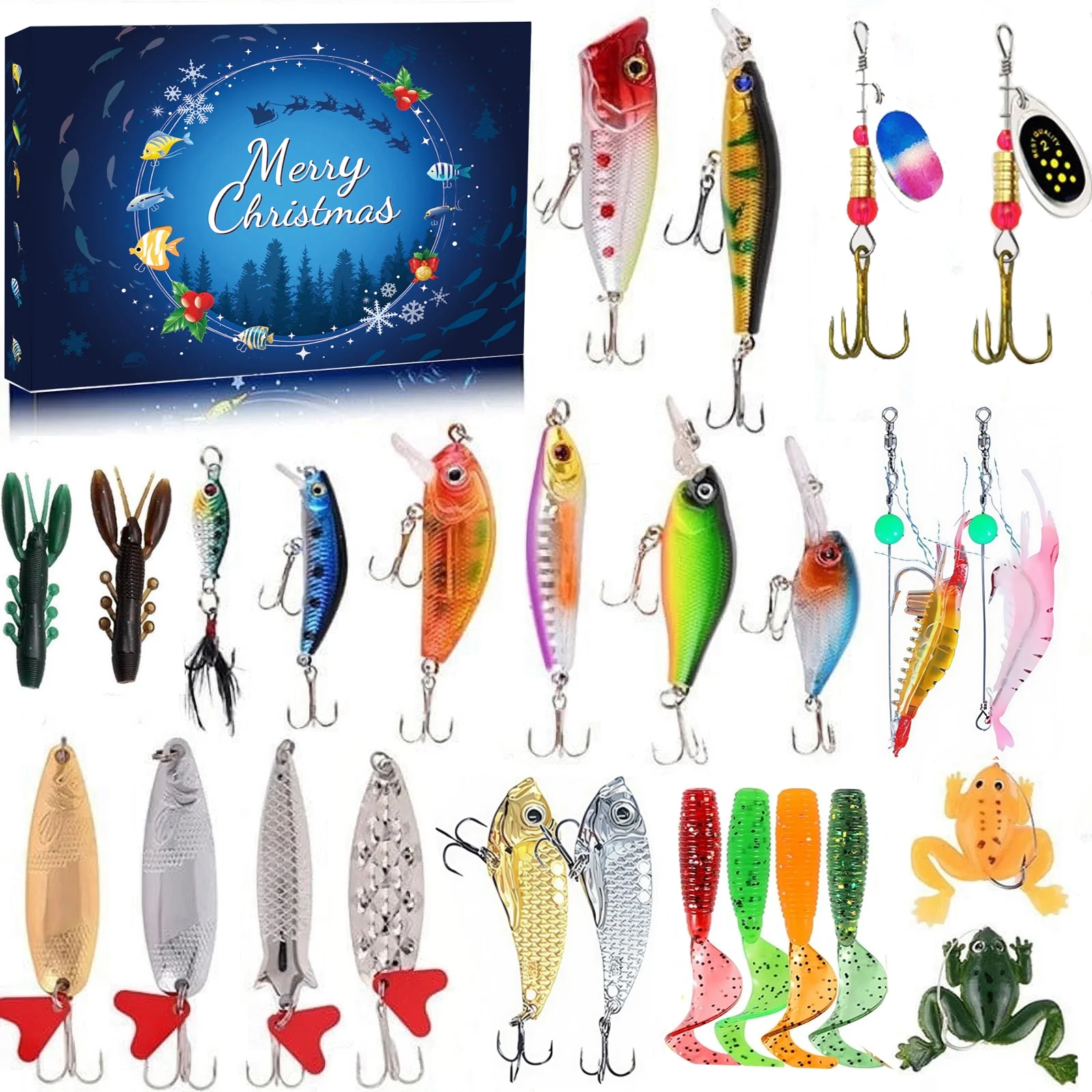 Christmas Advent Calendar 2025 Fishing Lures Set, Fishing Lure Advent ...