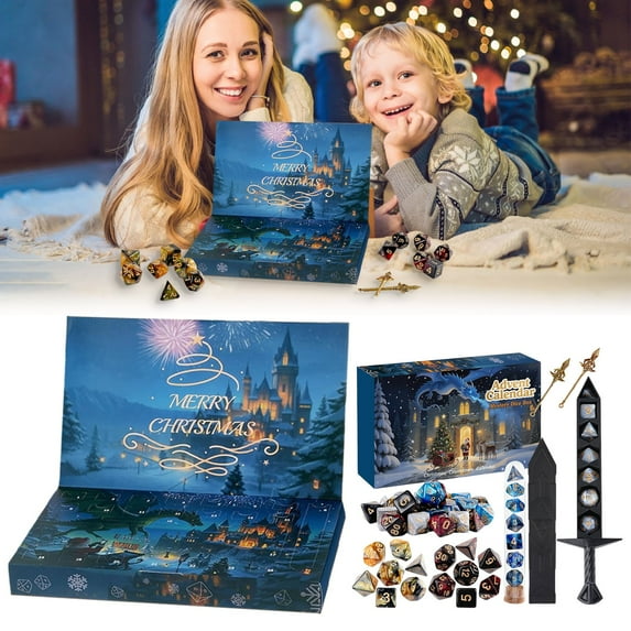 Christmas Advent Calendar 2025,Mystery DND Dice Set Vacation Advent Calendar 24 Days,Surprise D ...