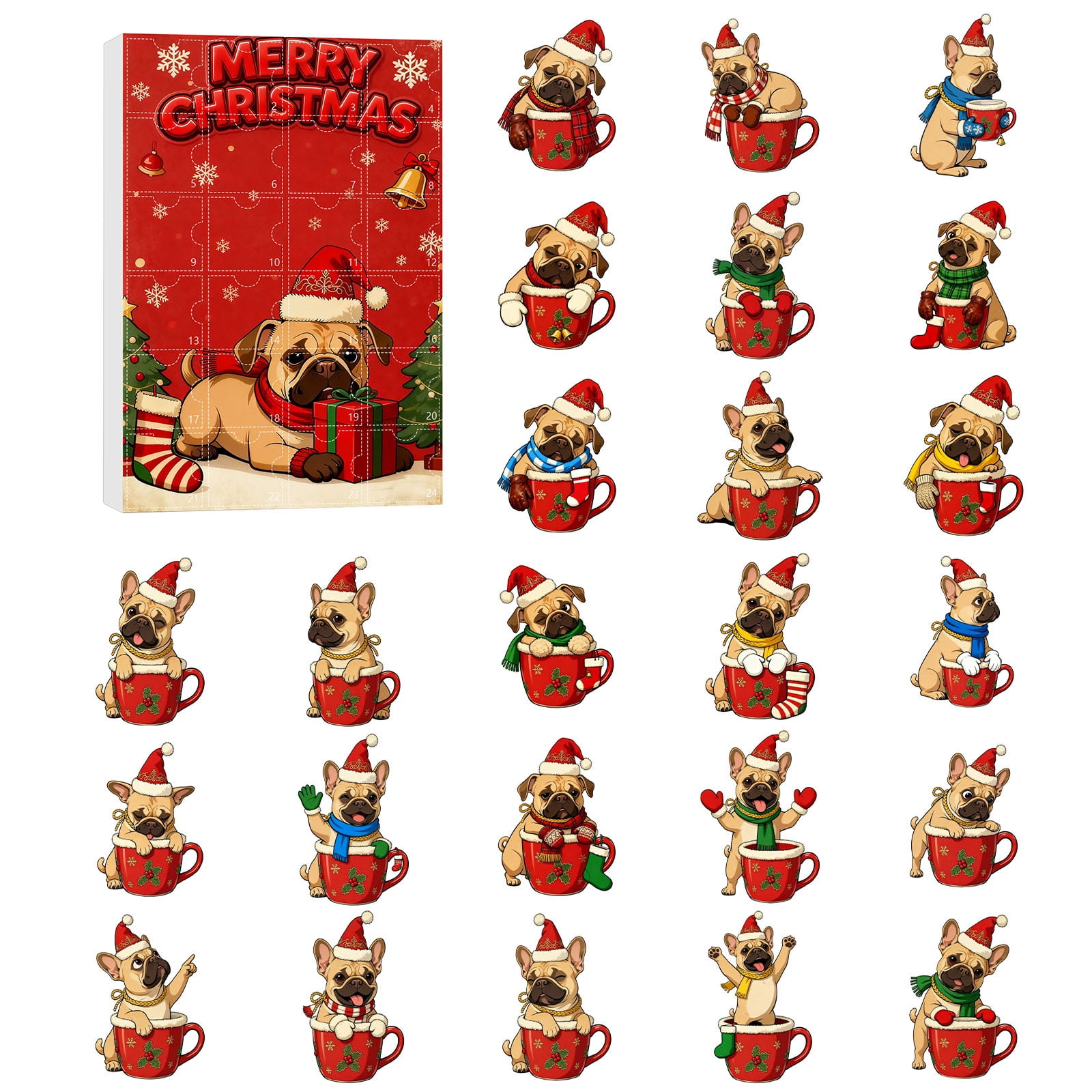 Christmas Advent Calendar 2025 Pug Dog Advent Calendar 24-Day Christmas ...