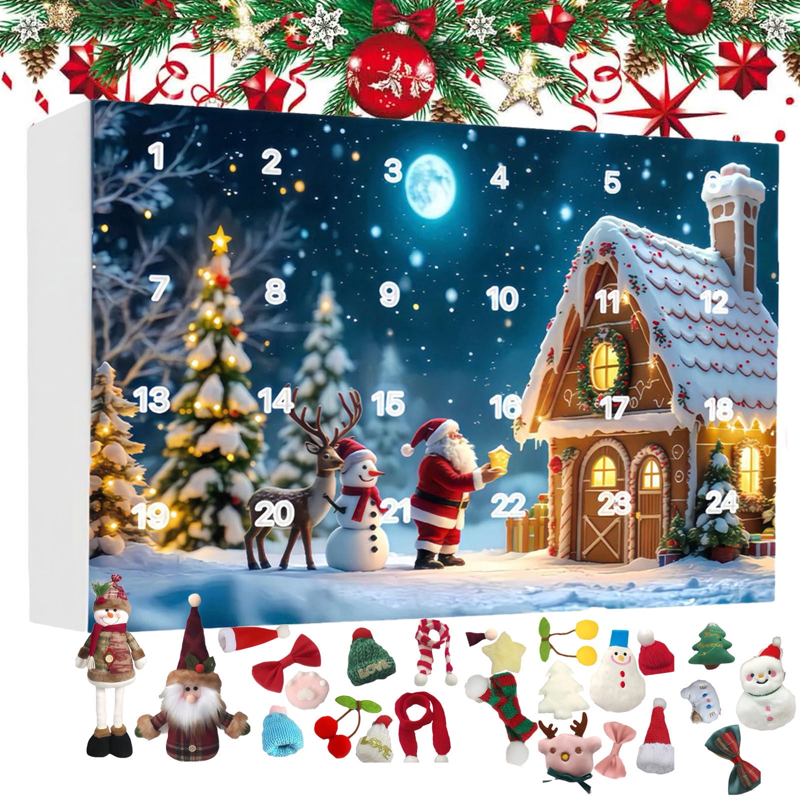 Christmas Advent Calendar 24 Days Countdown Set, Gnome Themed Pendants ...