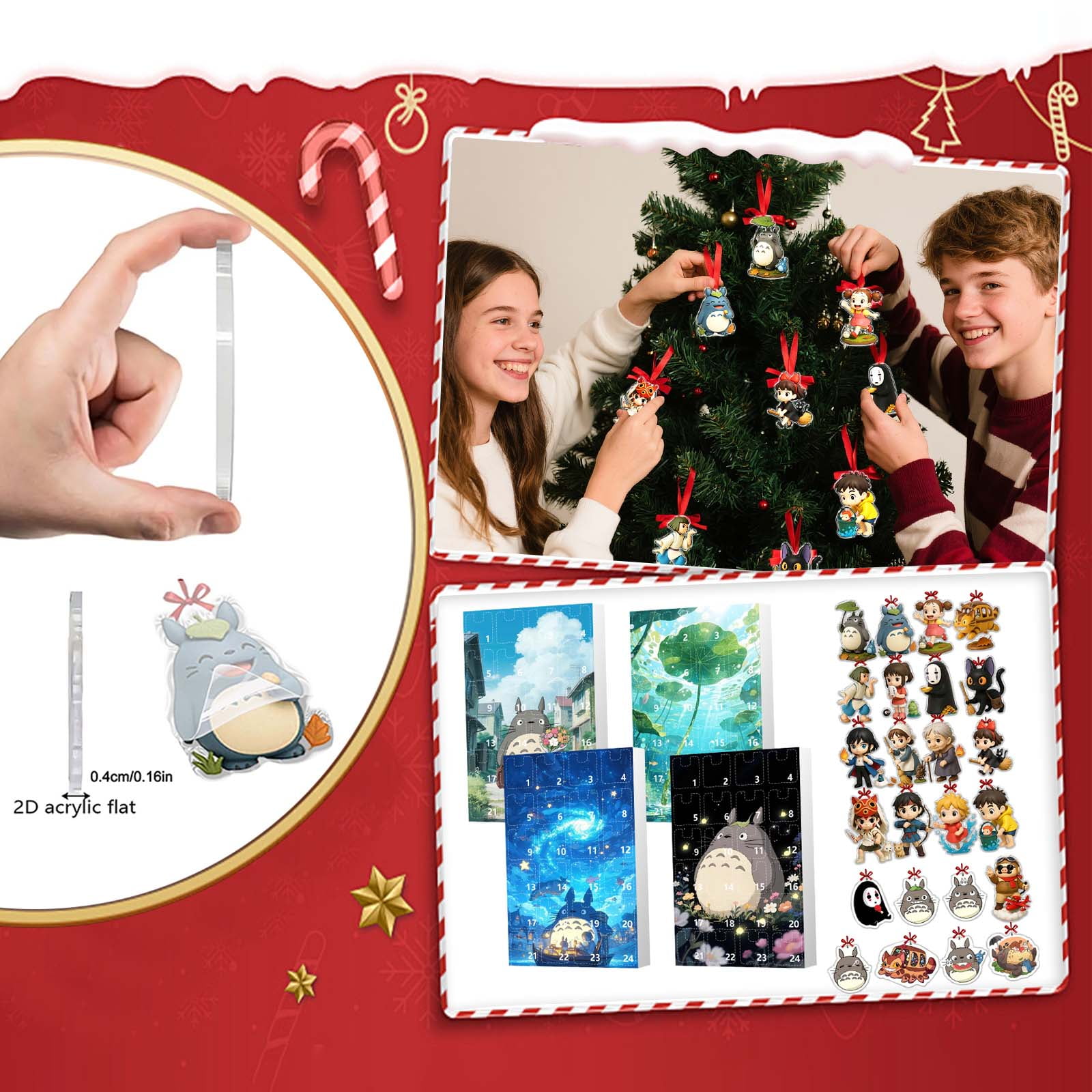 Christmas Advent Calendar Animated Character Blind Box, 24Pcs 2D ...