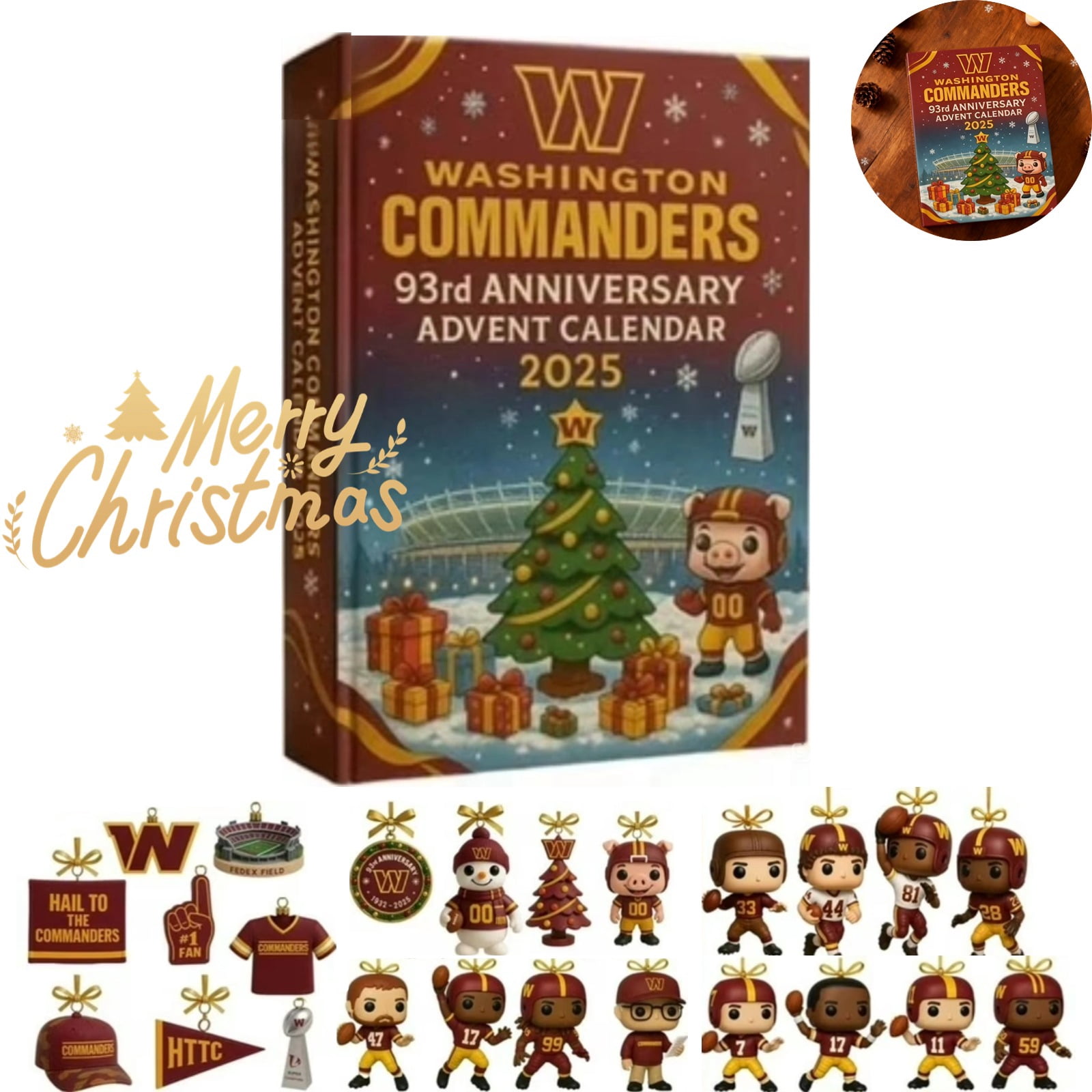 Christmas Advent Calendar, Burgundy & Gold Football Team 93rd ...
