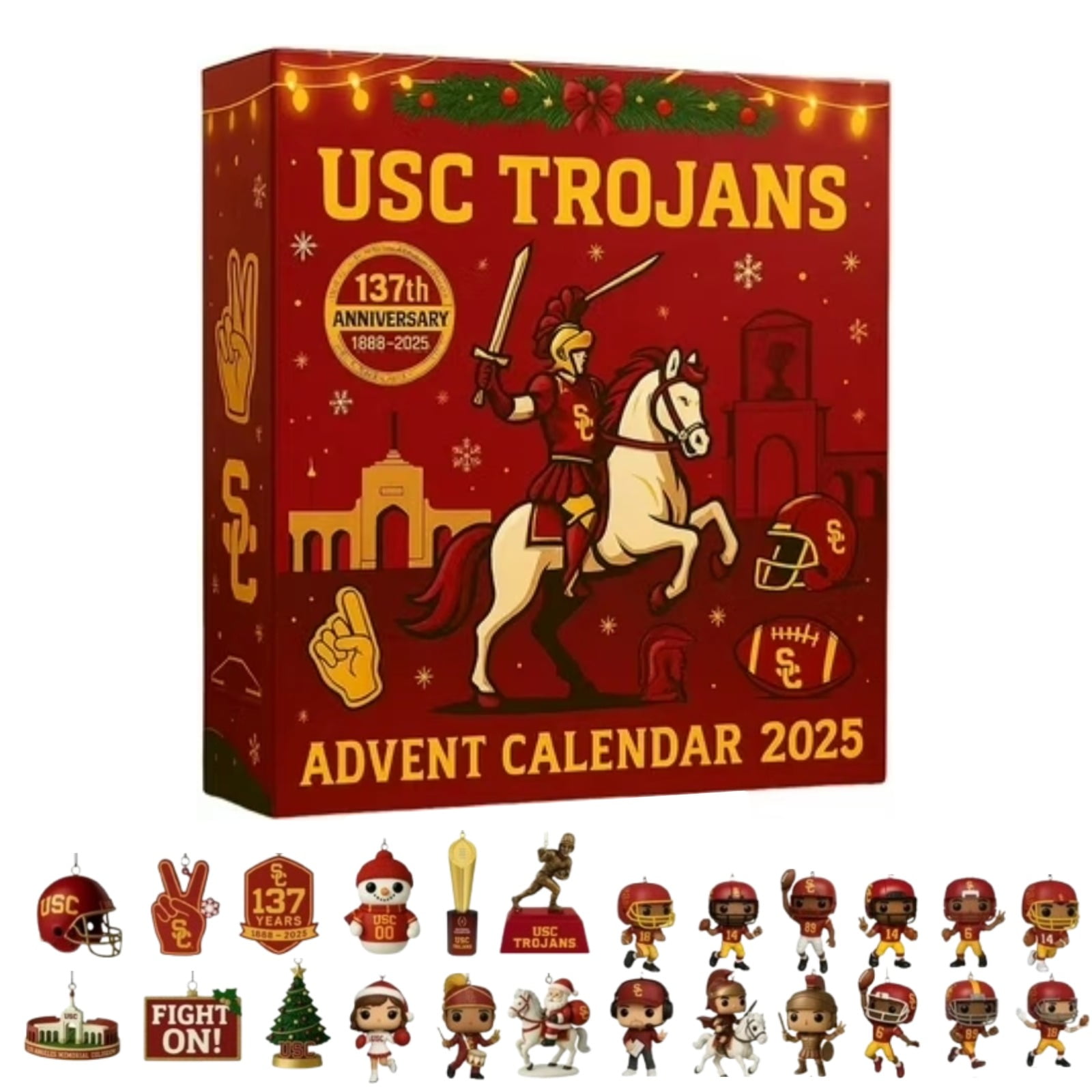 Christmas Advent Calendar, Cardinal & Gold Football 137th Anniversary ...