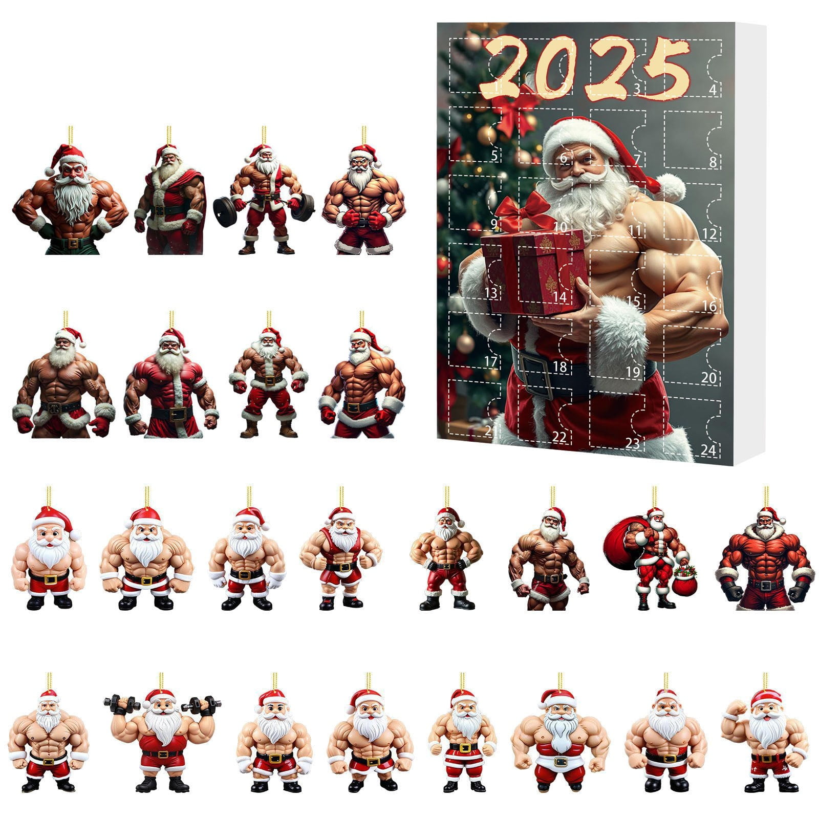 Christmas Advent Calendar Countdown 24 Days Acrylic Pendant Gift Box ...