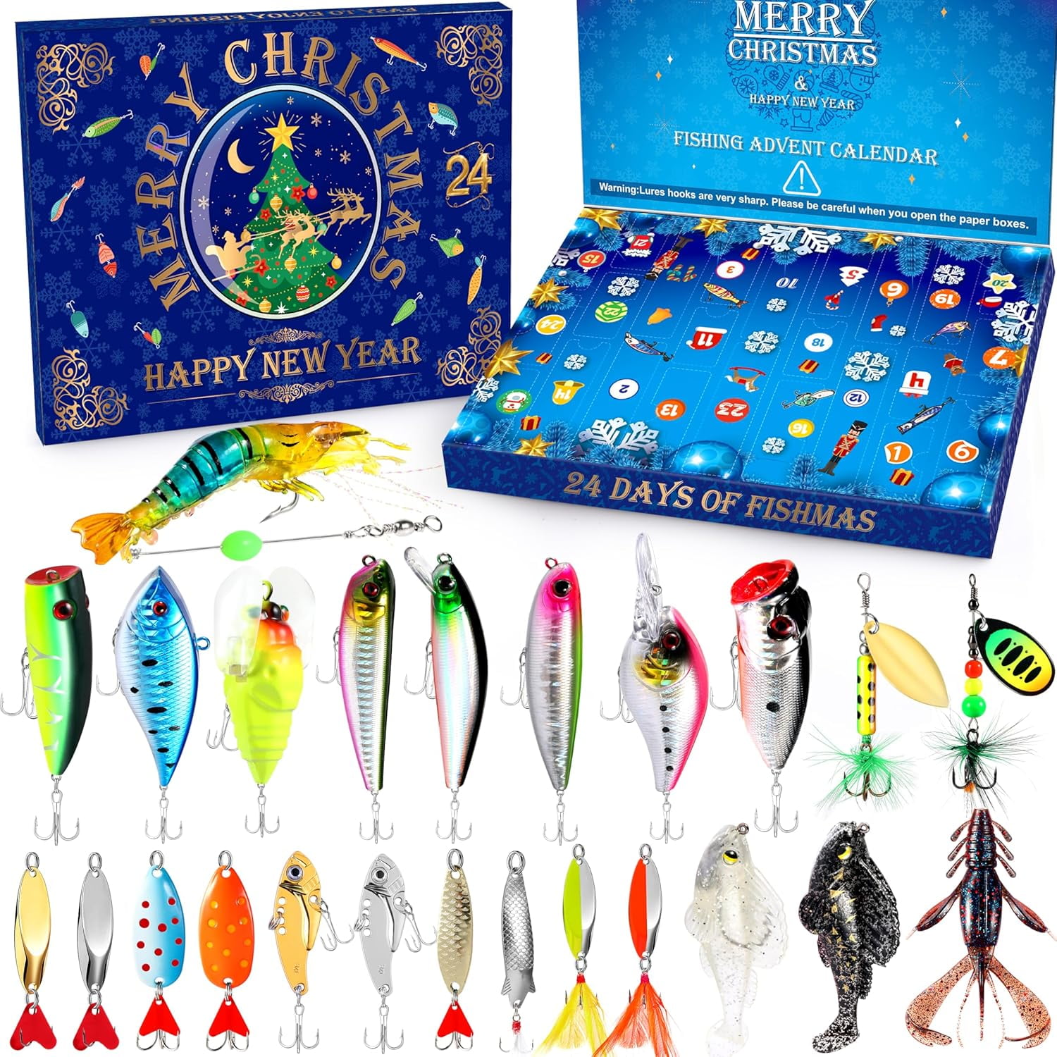 Christmas Advent Calendar Fishing 2025, 24 Days Fishing Lure Advent ...