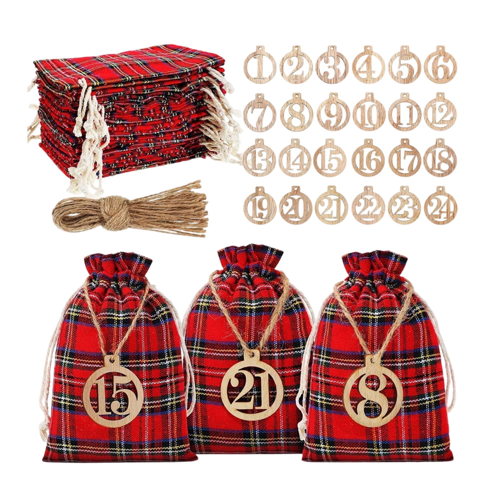 Christmas Advent Calendar Gift Bags – 24 Pcs Linen Hanging Candy Bags ...
