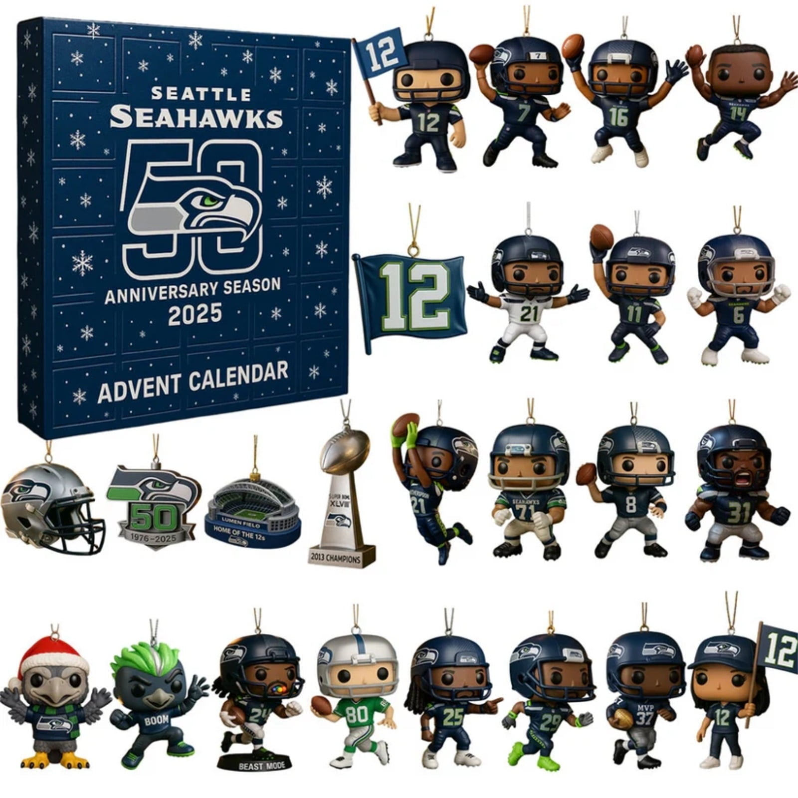 Christmas Advent Calendar, Seahawks Festive Advent Calendar, 2D Acrylic ...