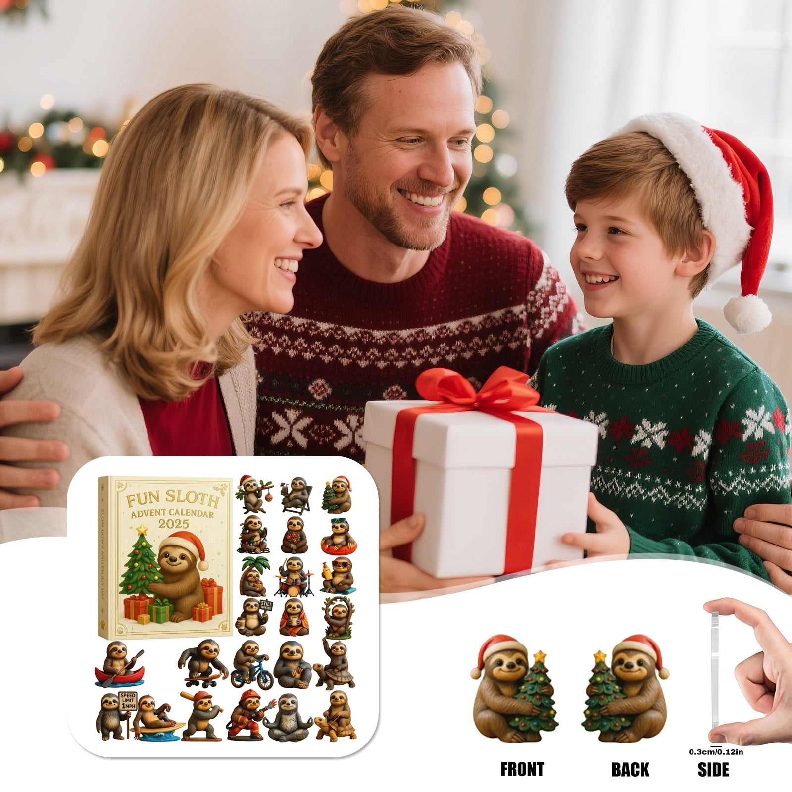 Christmas Advent Calendar Sloth Pendant Blind Box, Christmas Countdown ...