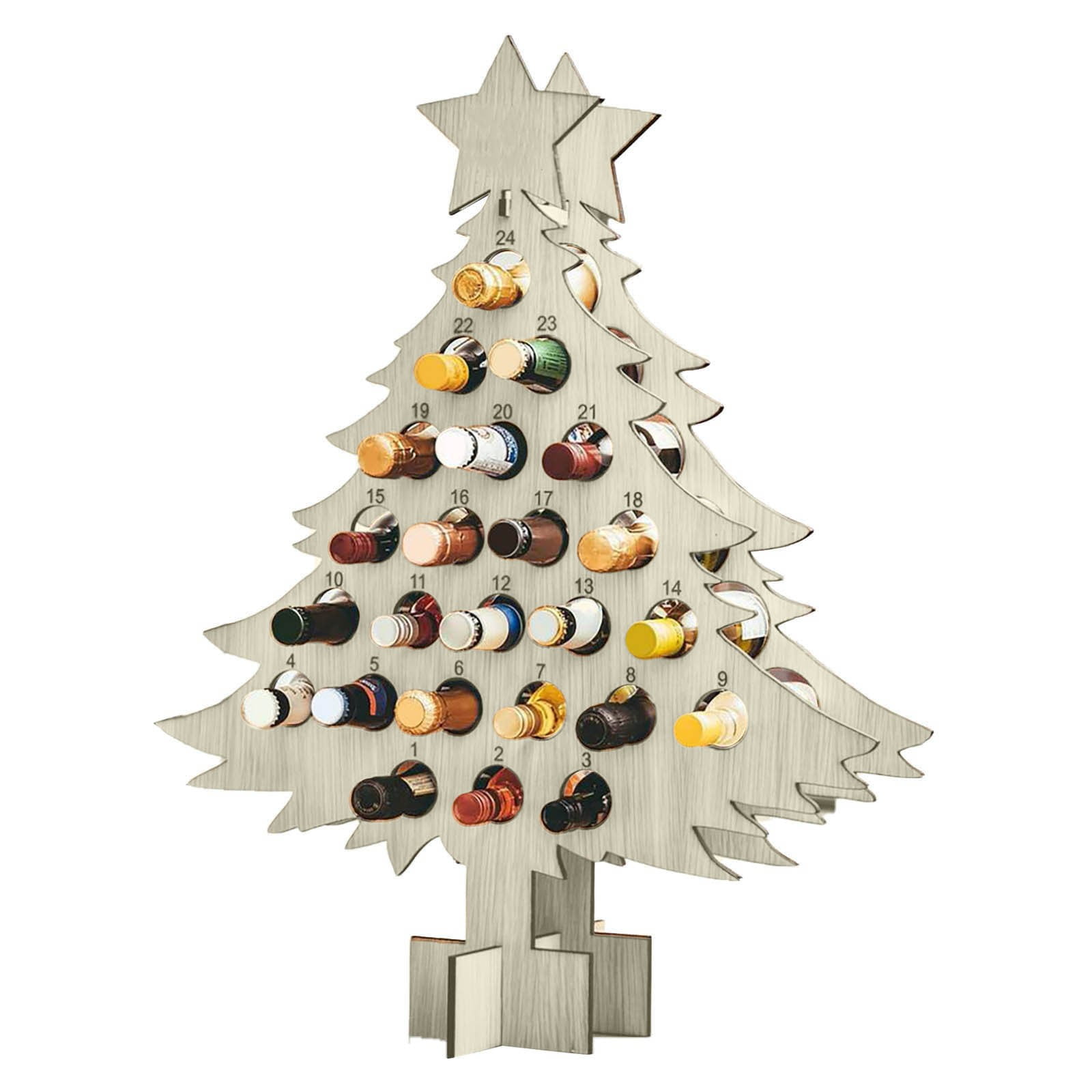 Christmas Advent Calendar Wooden Christmas Tree Bottle Holder Beer Rack ...