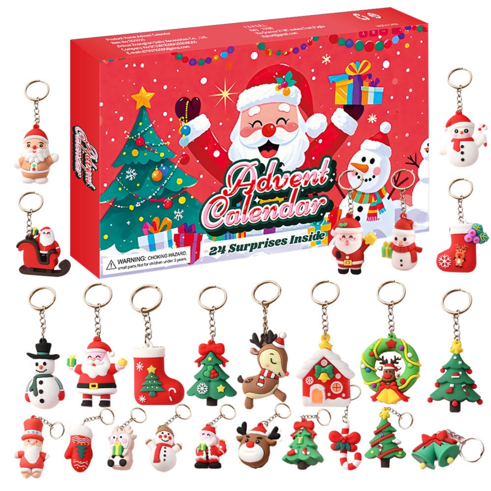 Christmas Advent Calendar with 24 Keychains Holiday Countdown Calendar ...