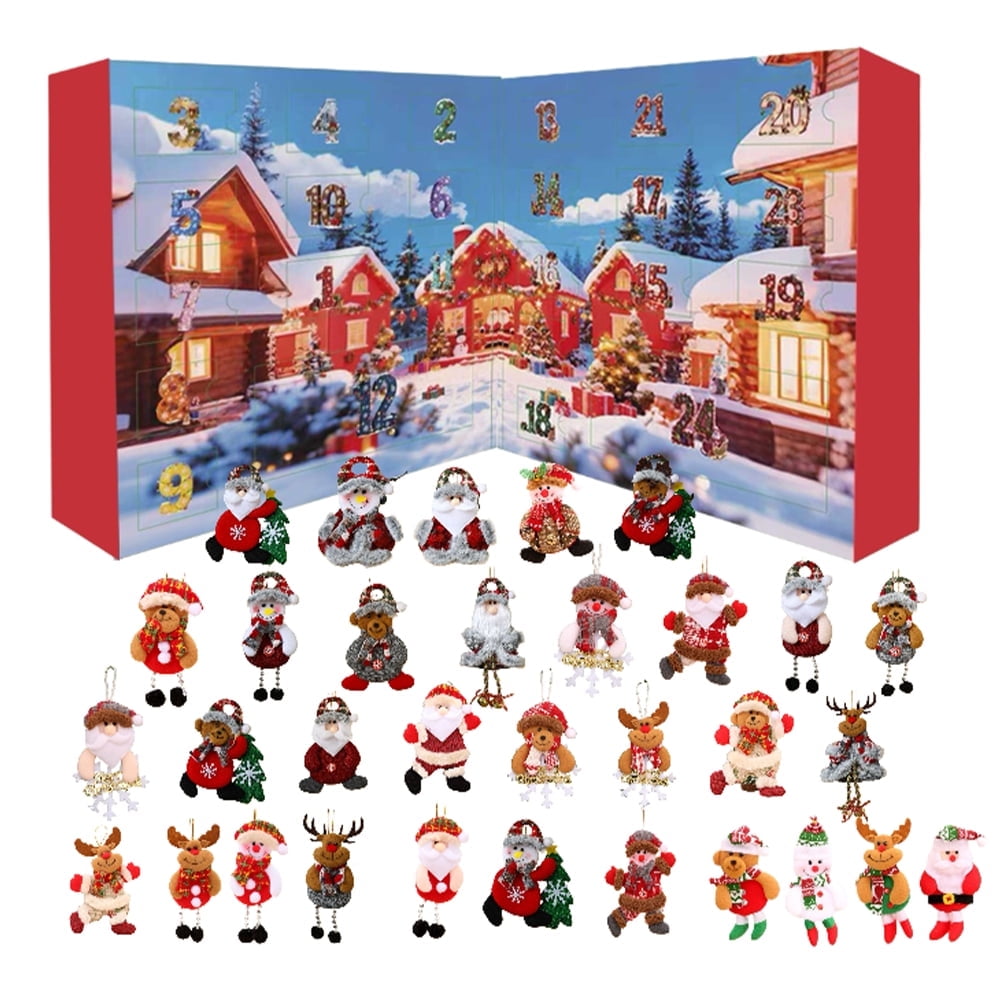Christmas Advent Calendar with Mini Plush Dolls, 24 Days Christmas ...