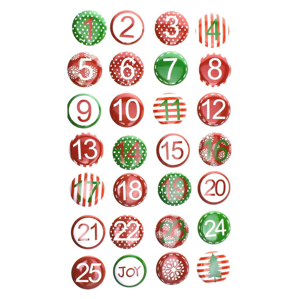 Christmas Advent Tin Badge Buttons, 1-Inch, 28-Piece - Walmart.com