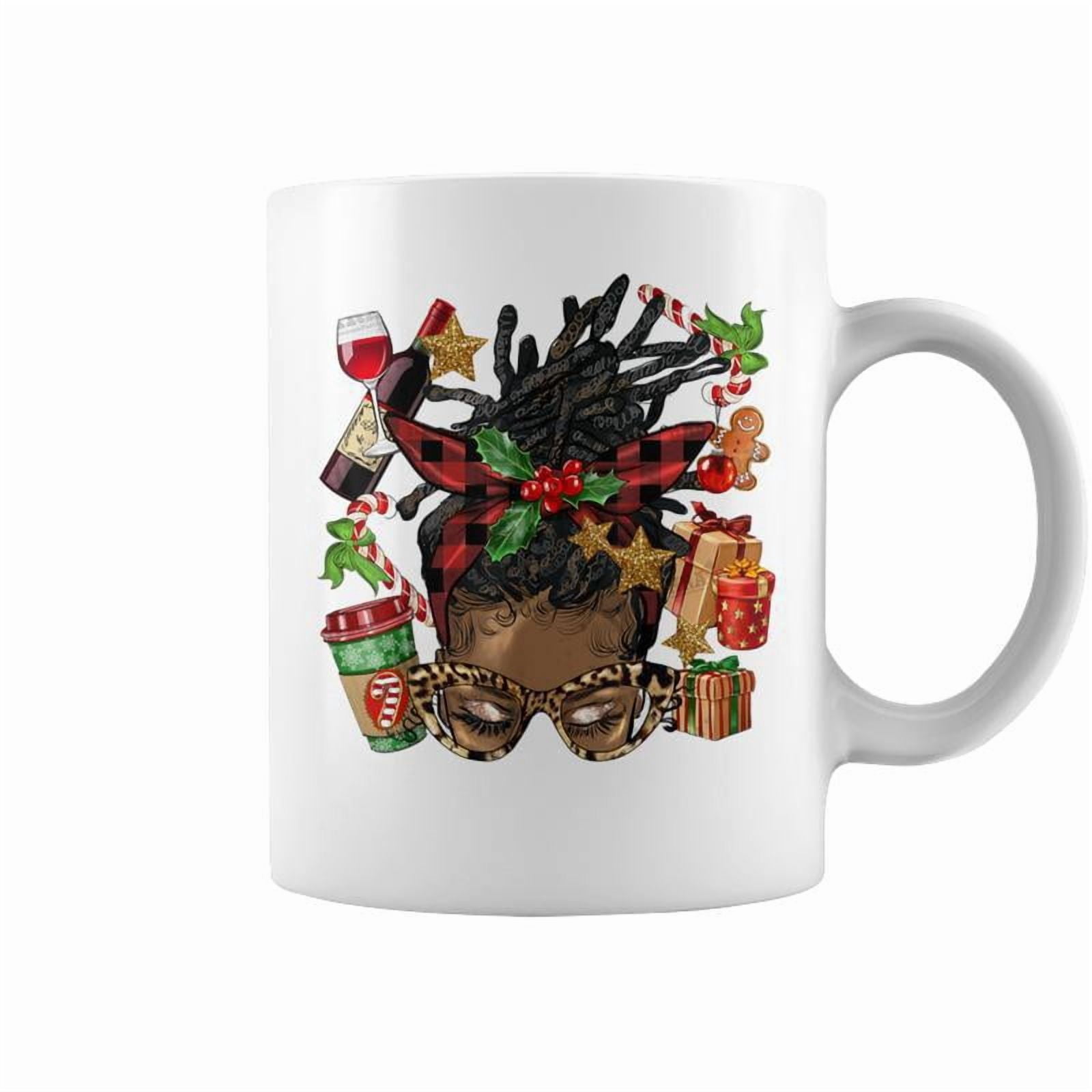Christmas Afro Black Messy Locs Bun Family Matching Coffee Mugs ...