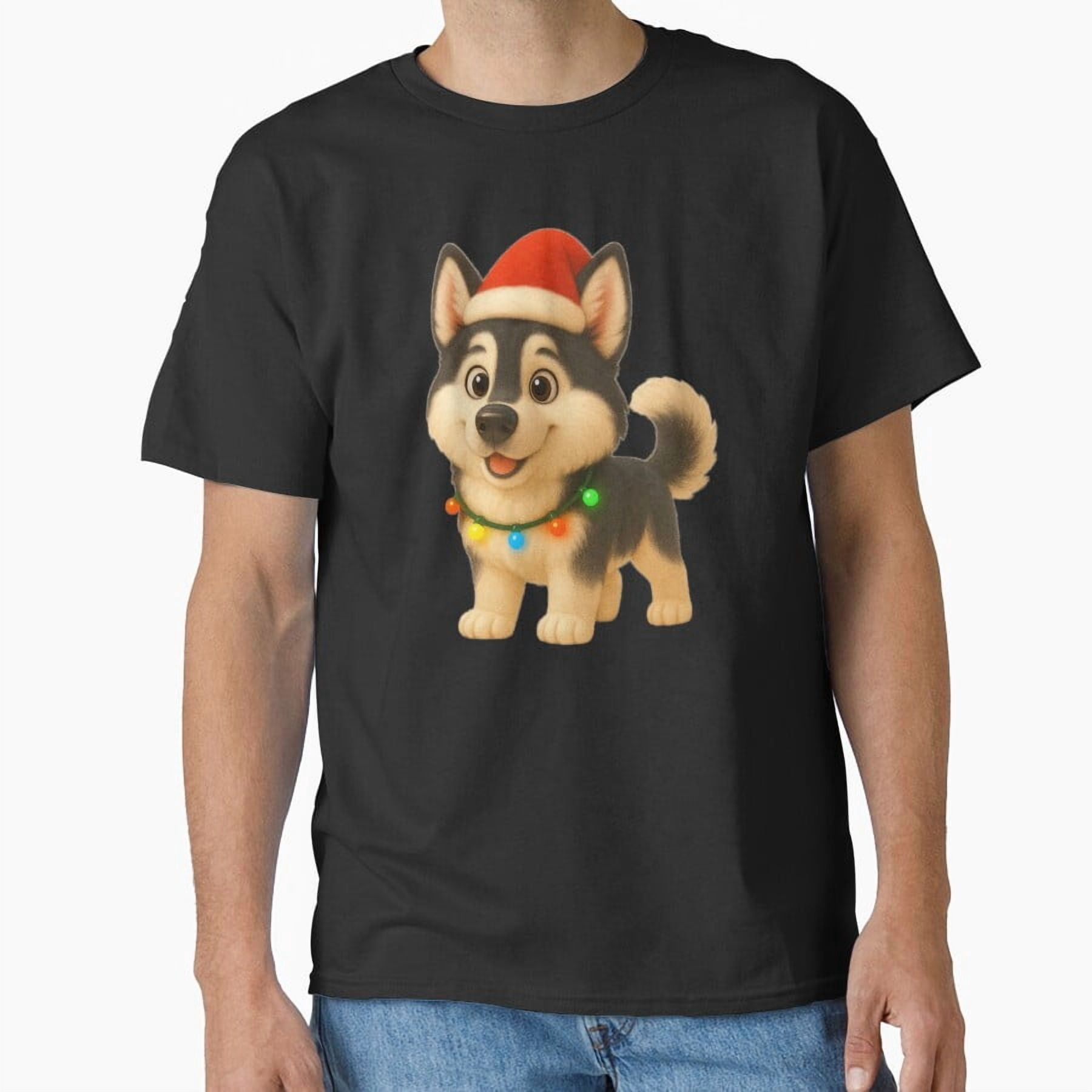 Christmas Alaskan Husky With A St. Nick Hat And A Scarf Funny Dog Gift ...