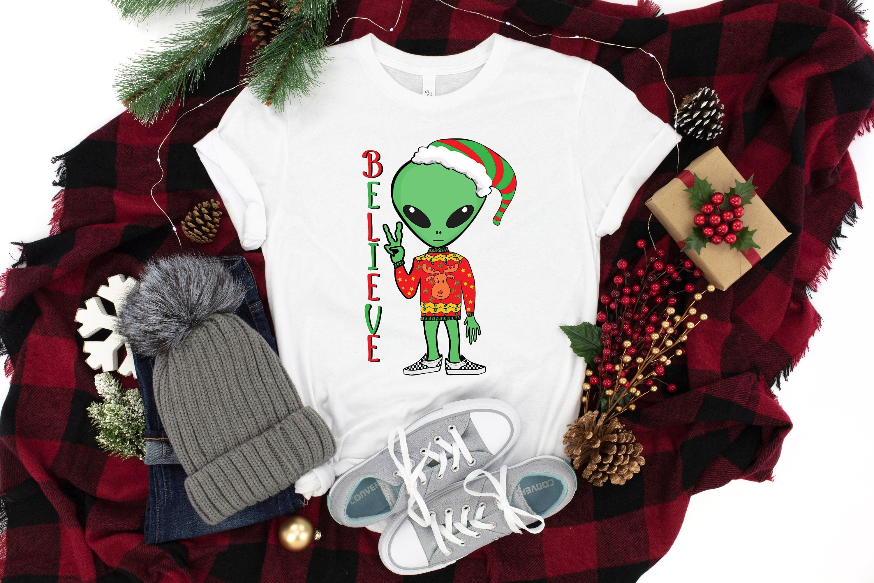Christmas Alien Believe Shirt Christmas Shirt Alien Believe Shirt ...