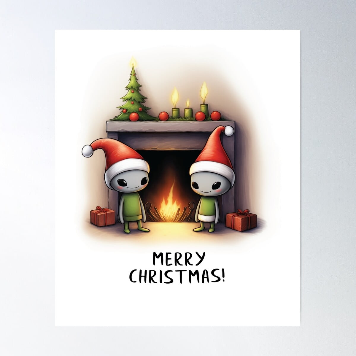 Christmas Alien Elves Poster Wall Art, Modern Wall Decor For Living ...