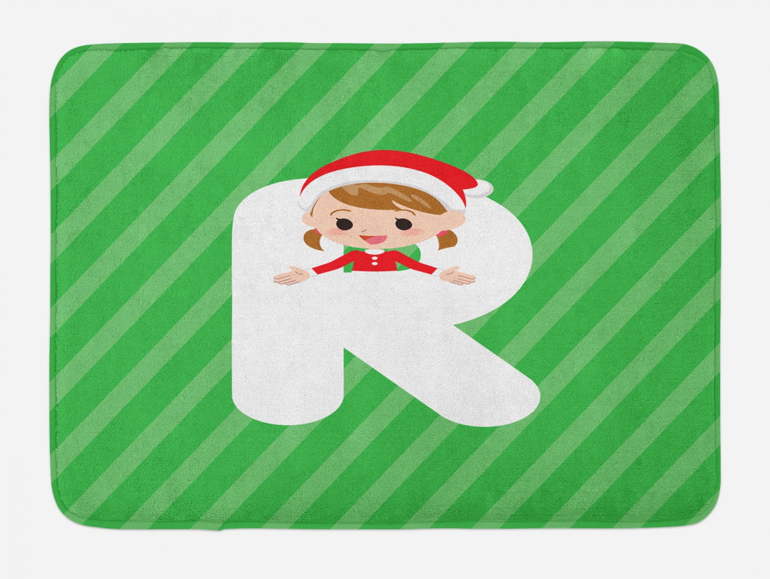 Christmas Alphabet Bath Mat, Happy Human Silhouette in a Santa Costume ...