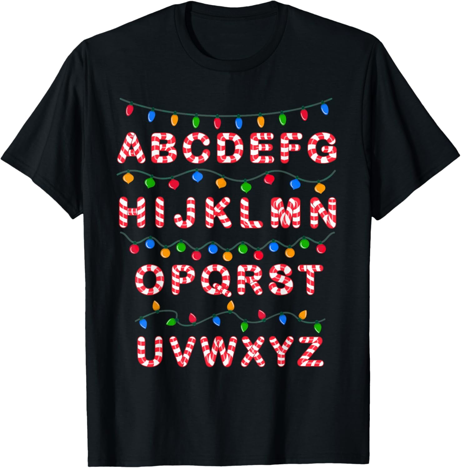 Christmas Alphabet Candy Cane Teachers Students Candy Cane T-ShirtMen's ...