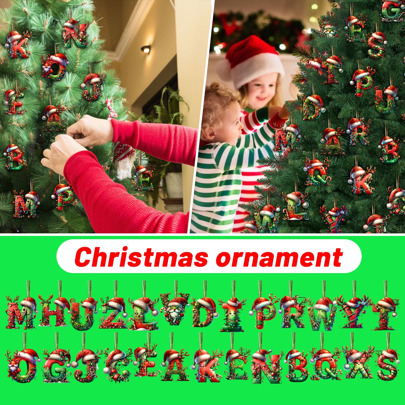 Christmas Alphabet Ornament 2D Flat Alphabet Christmas Ornament ...