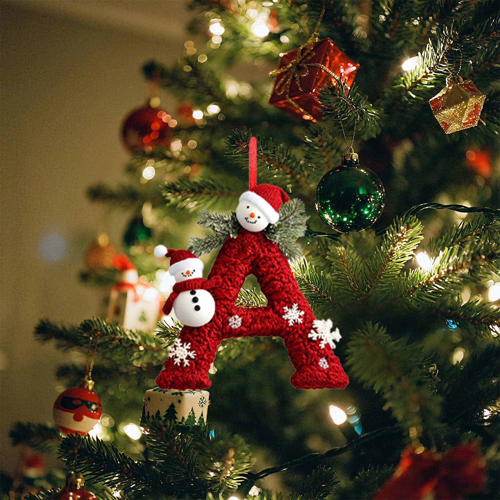 Christmas Alphabet Ornaments 26-Letter Acrylic Pendant - 2D Flat Xmas ...