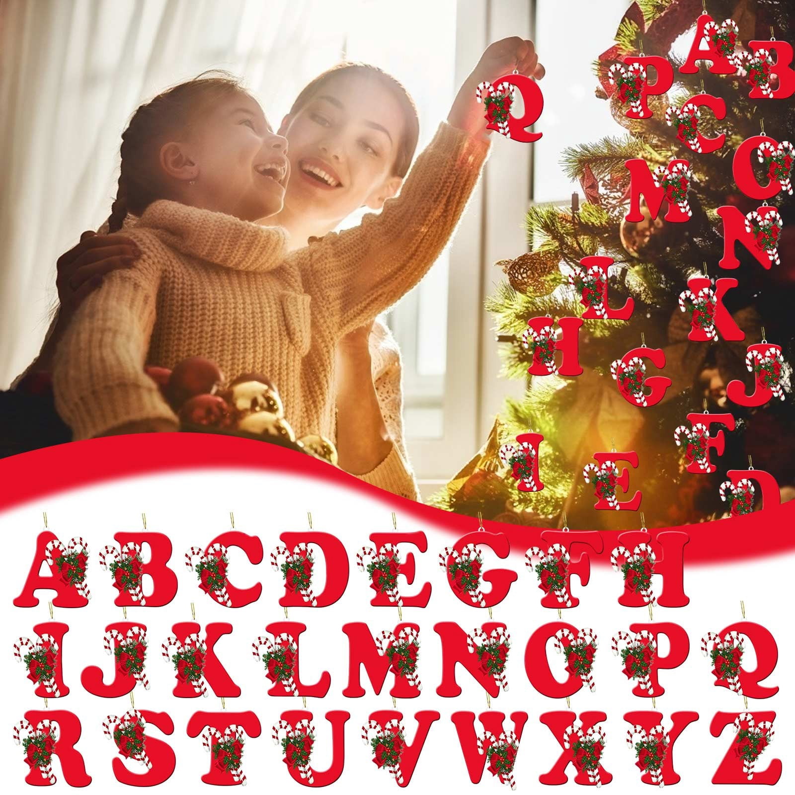 Christmas Alphabet Ornaments Set of 26 Personalized Letter Decorations ...