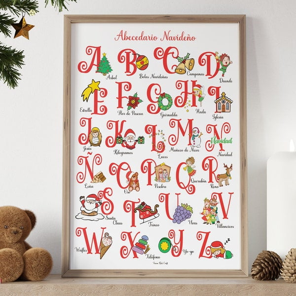 Christmas Alphabet, Spanish Christmas Poster, Christmas Prin Art ...