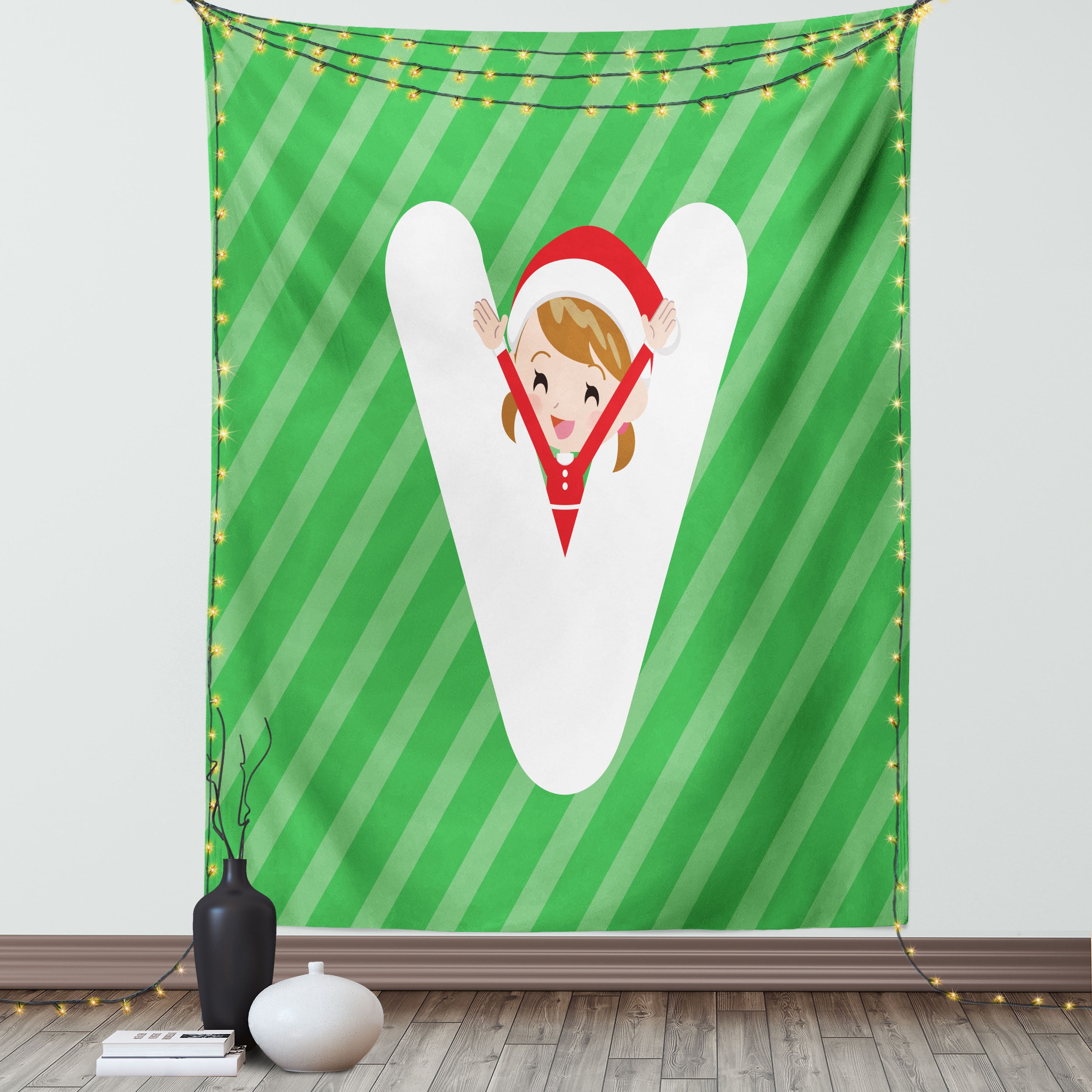 Christmas Alphabet Tapestry, Demonstration of Letter V and a Silhouette ...