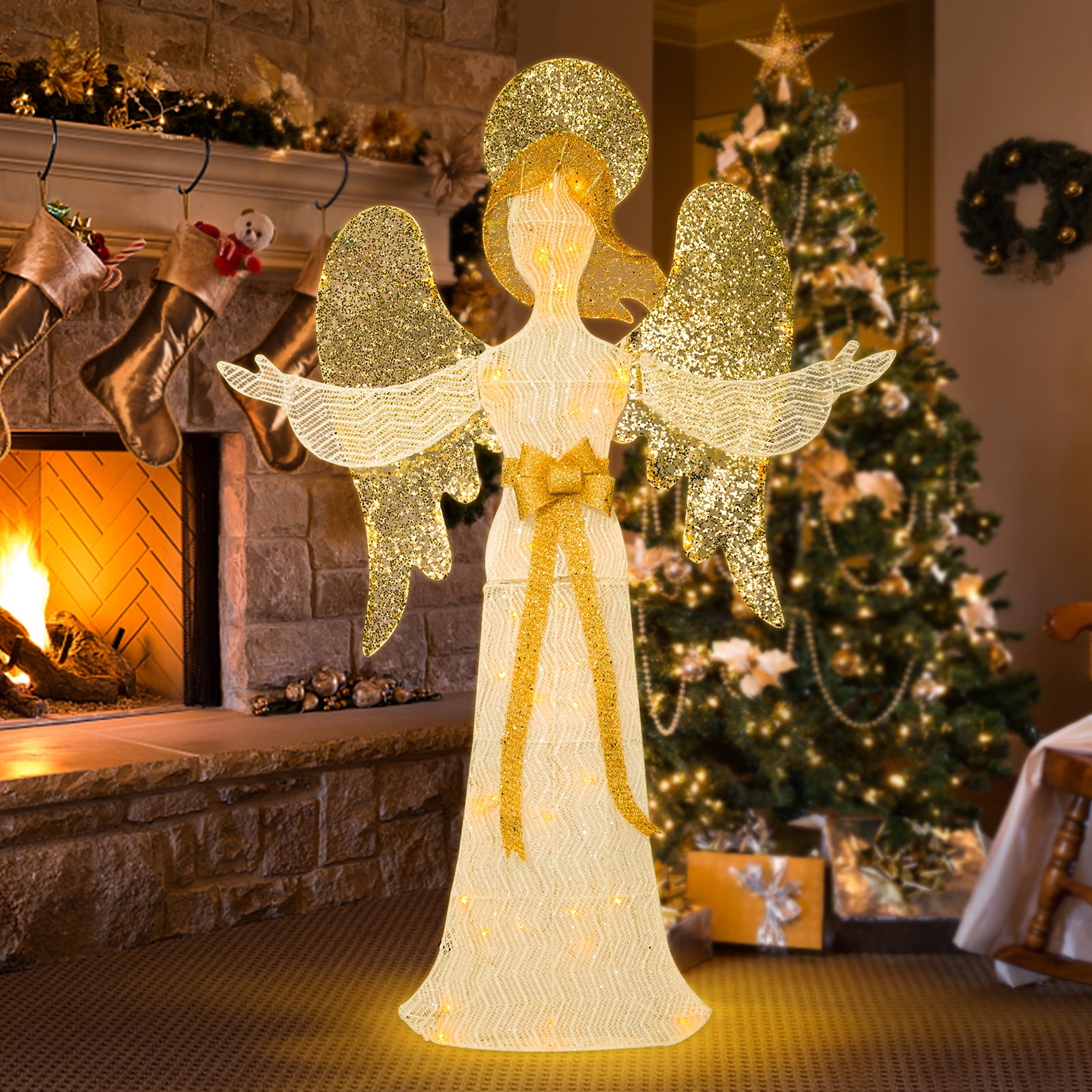 Christmas Angel Tinsel Outdoor Lighted Holiday Display，Lighted Angle ...