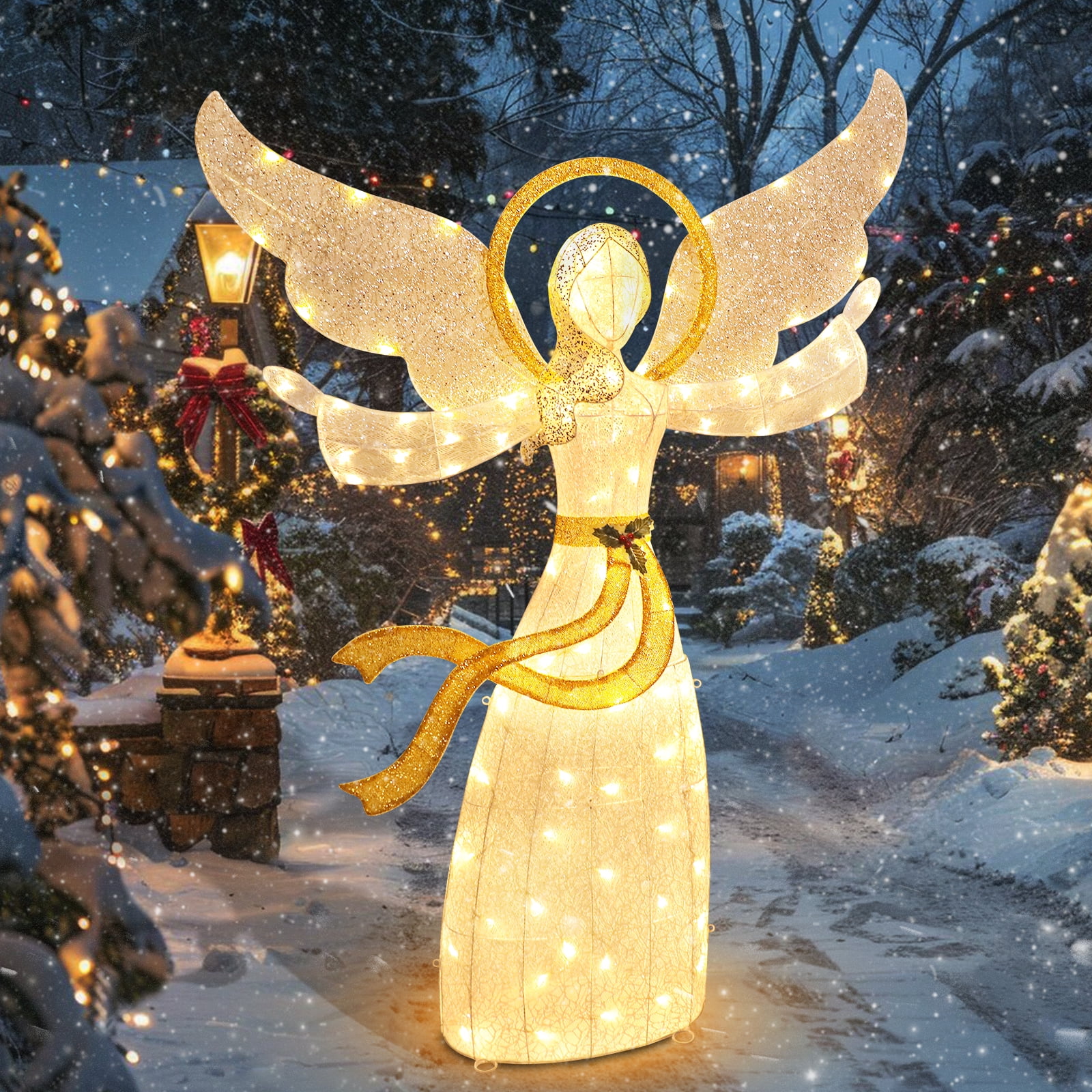 Christmas Angel Tinsel Outdoor Lighted Holiday Displays Yard Decoration ...