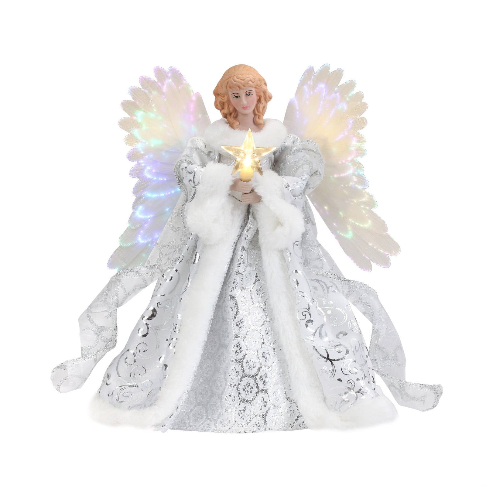 Christmas Angel Tree Topper Decoration with Lights, White Acrylic Angel ...
