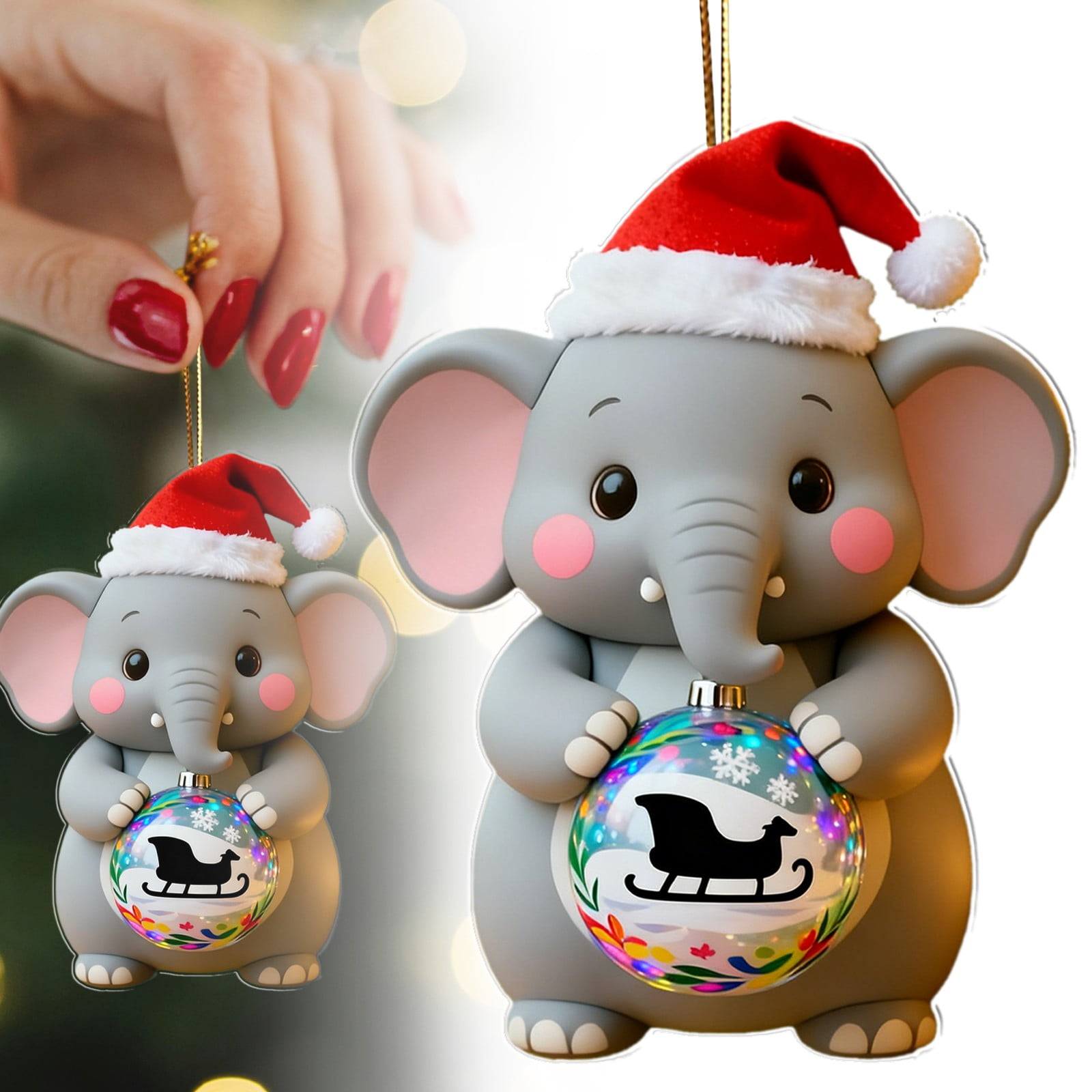 Christmas Animal Ornament, 8cm/3.14in Cute 2D Acrylic Hanging Decor ...