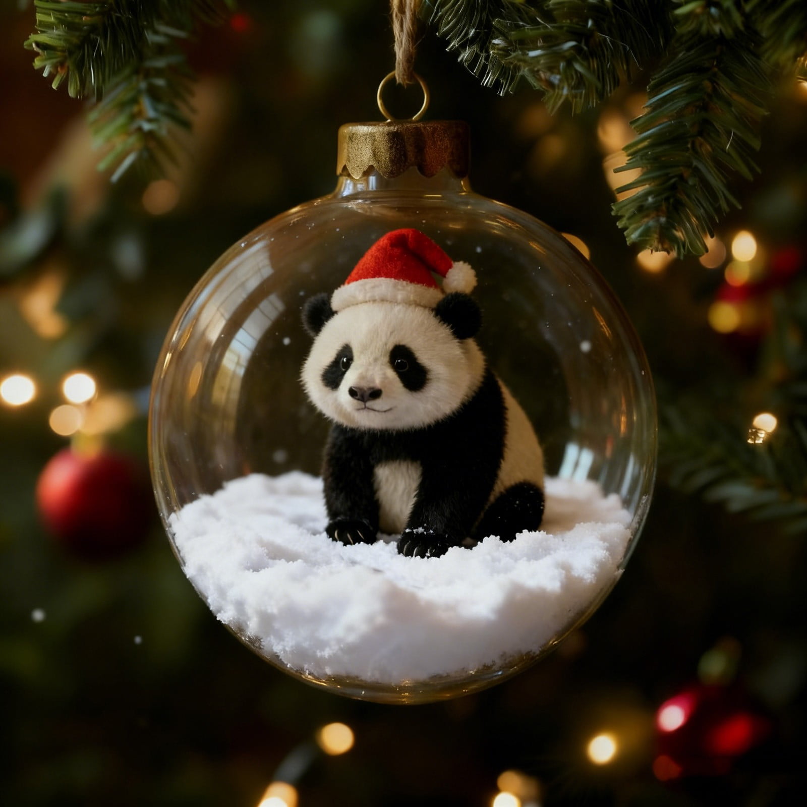 Christmas Animal Snow Globe Ornaments, Glass Ball with Santa Hat ...