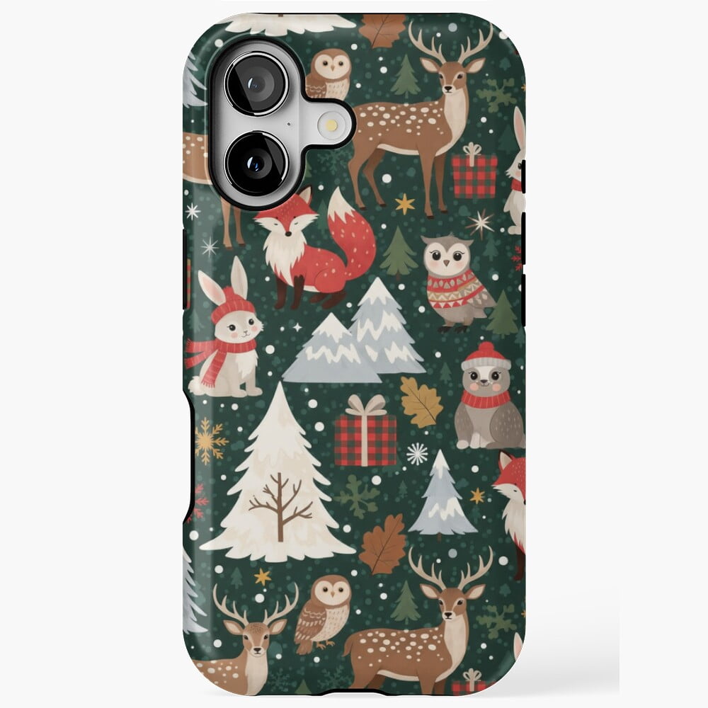 Christmas Animals In Forest Art Phone Case 17 16 15 14 13 12 11 Pro Max ...