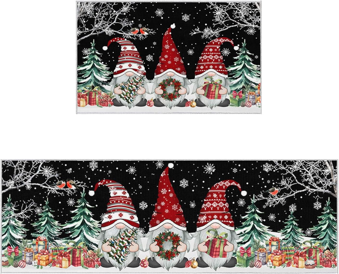 Christmas Anti Fatigue Kitchen Mat Set of 2 Cushioned Kitchen Floor ...