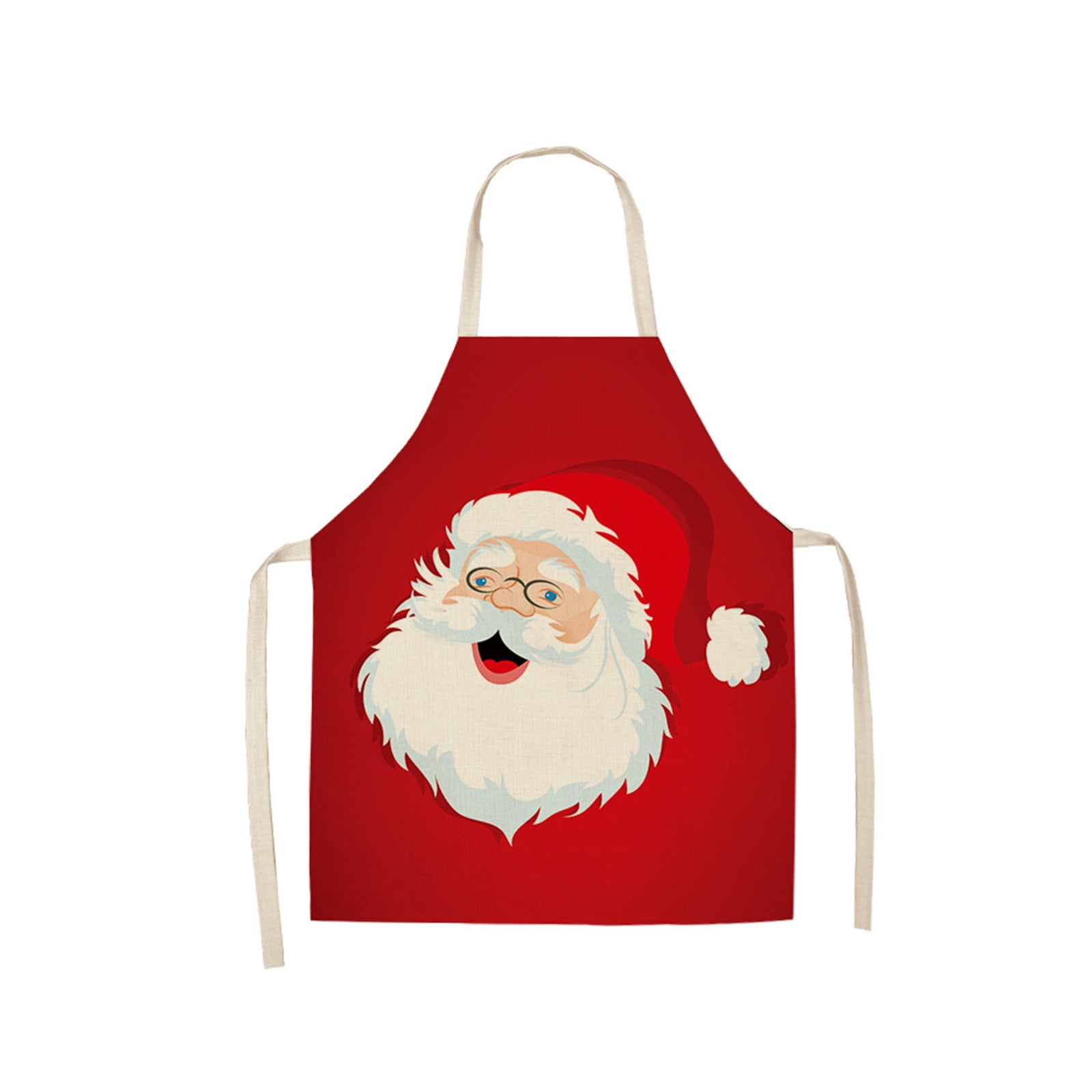 Christmas Apron Linen Antifouling Santa Claus Plaid Printed Apron ...