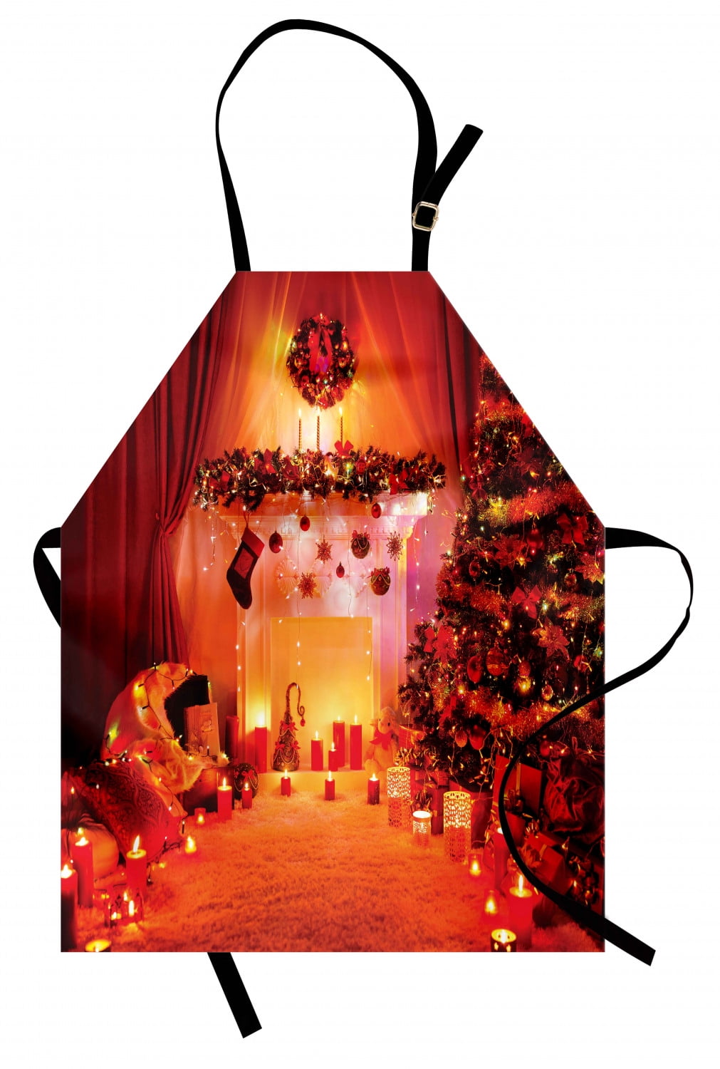 Christmas Apron Noel Room Design with Bunch of Holly Yule Objects ...