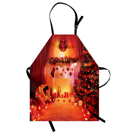 Christmas Apron Noel Room Design with Bunch of Holly Yule Objects ...