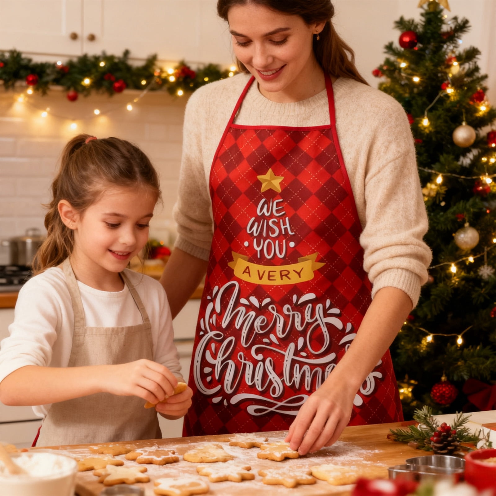 Christmas Aprons Christmas Kitchen Aprons with Adjustable Neck ...